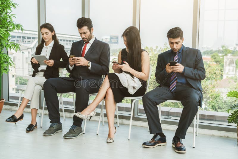 Job Seekers and Applicants Waiting for Interview Stock Image - Image of ...