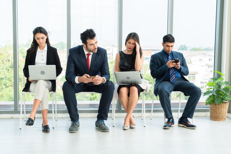 Job Seekers and Applicants Waiting for Interview Stock Image - Image of ...