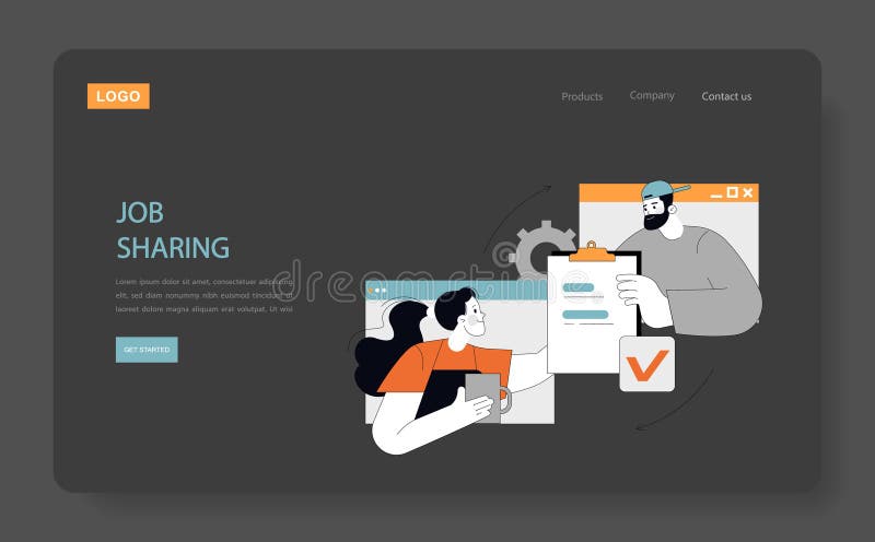 Job Sharing Concept Vector Illustration Stock Vector - Illustration of ...