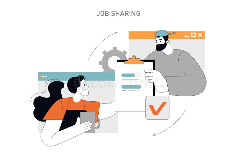 Job Sharing Concept Vector Illustration Stock Vector - Illustration of ...