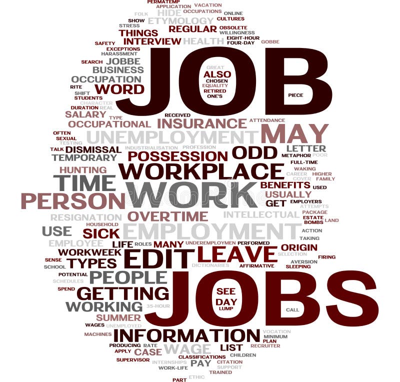 Job word cloud stock illustration. Illustration of hunt - 10978130