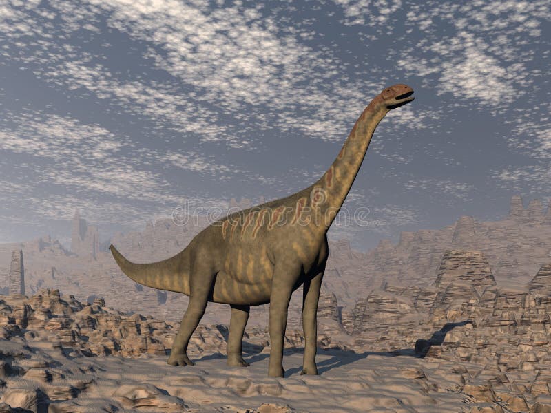 Jobaria Dinosaur in the Desert - 3D Render Stock Illustration ...