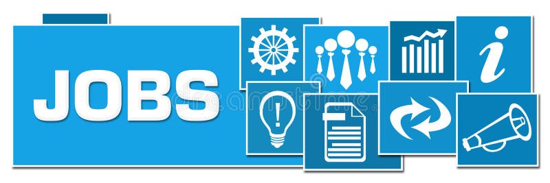 Jobs Blue Boxes with Business Symbols Stock Illustration - Illustration ...