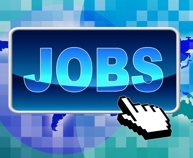 Jobs Button with Character Shows Hiring Stock Illustration ...