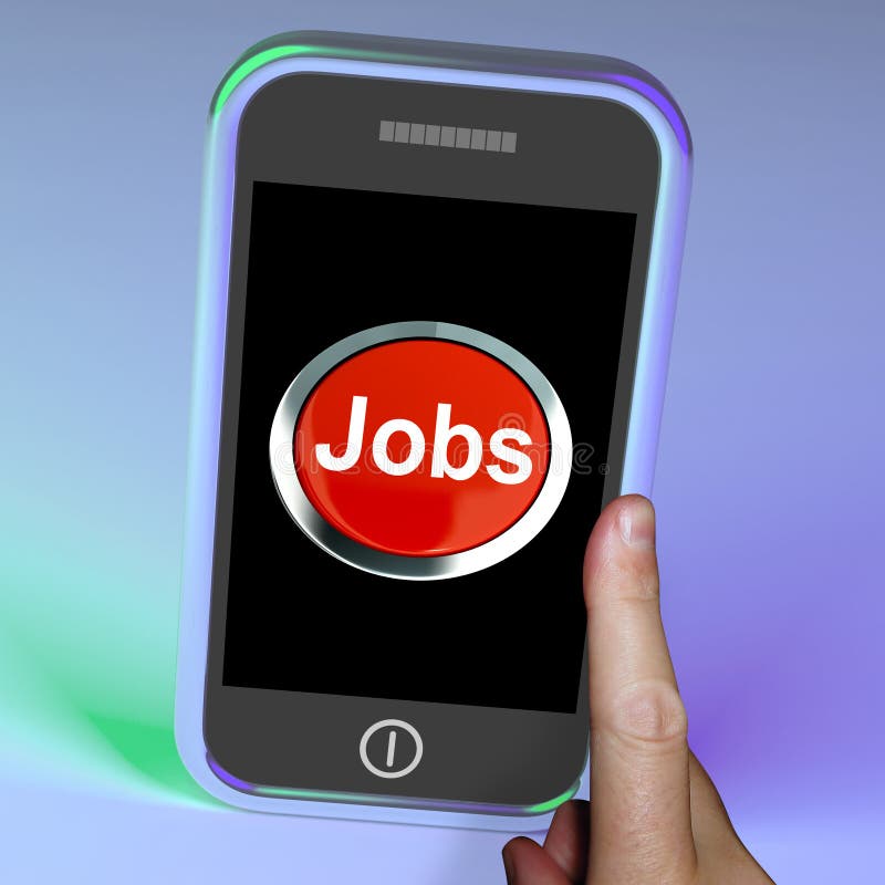 Jobs Computer Button on Mobile Stock Illustration - Illustration of ...