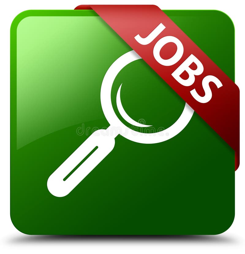 Jobs green square button stock illustration. Illustration of discover ...