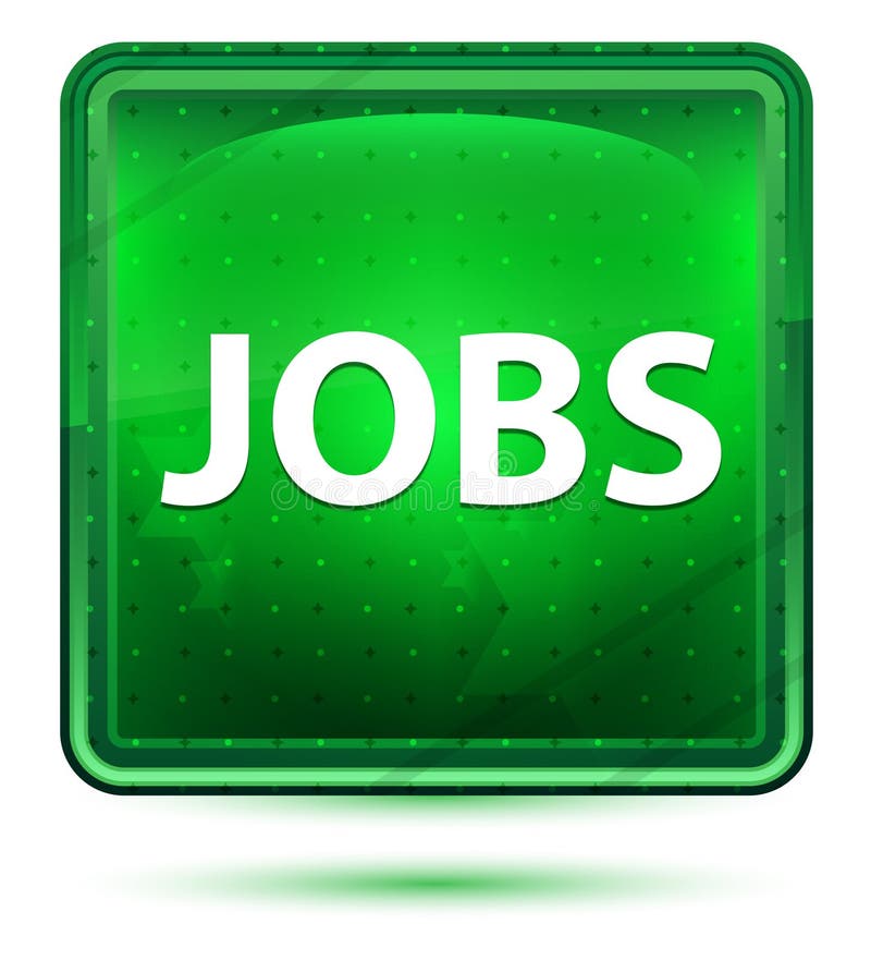 Jobs Neon Light Green Square Button Stock Illustration - Illustration ...
