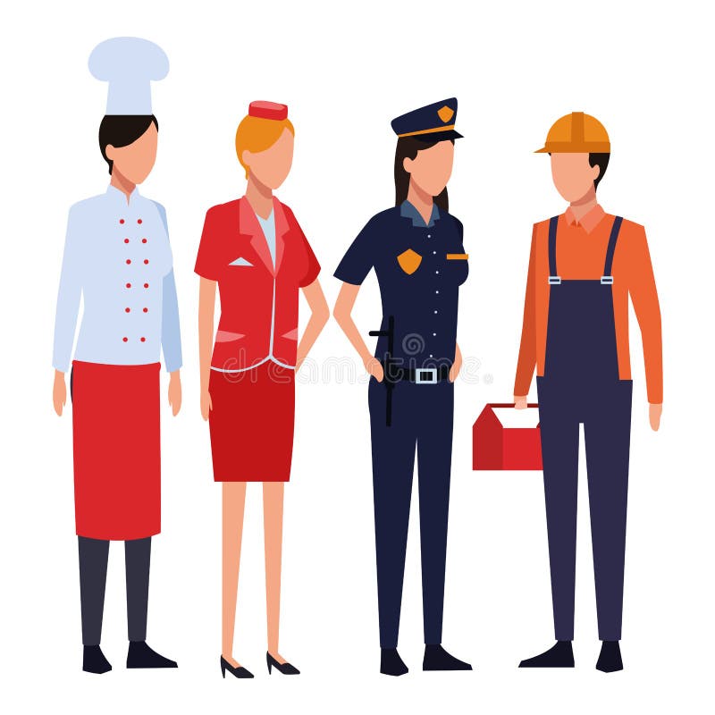Jobs and Professions Avatar Stock Vector - Illustration of employee ...