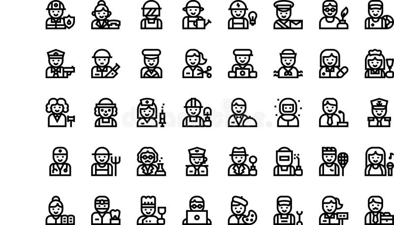 Jobs and Professions Icons High-Quality Vector Icons Collection with ...