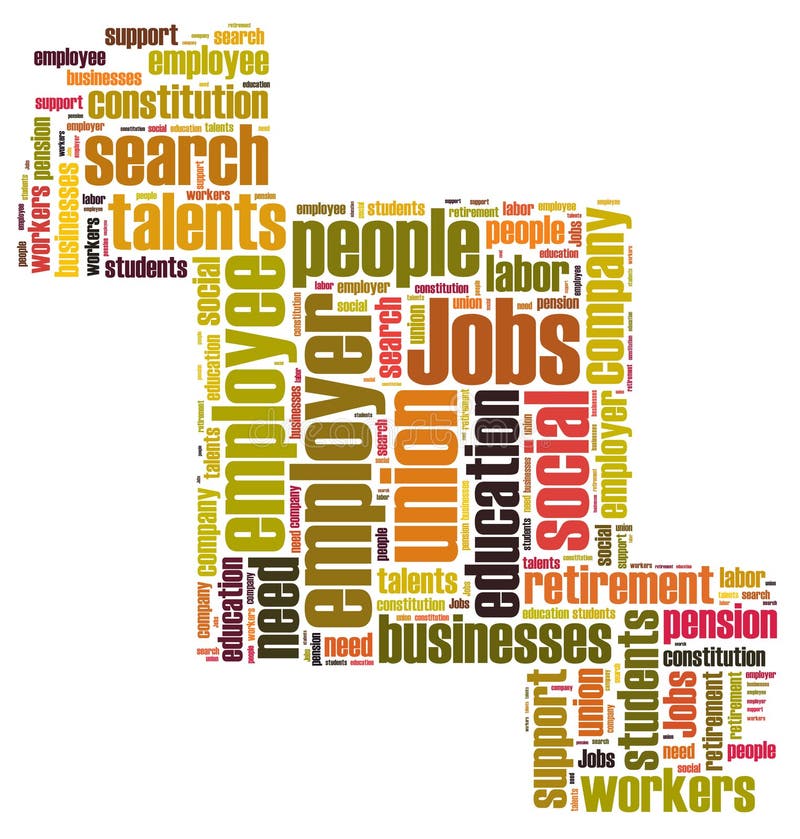 Jobs word cloud stock illustration. Illustration of union - 49192673
