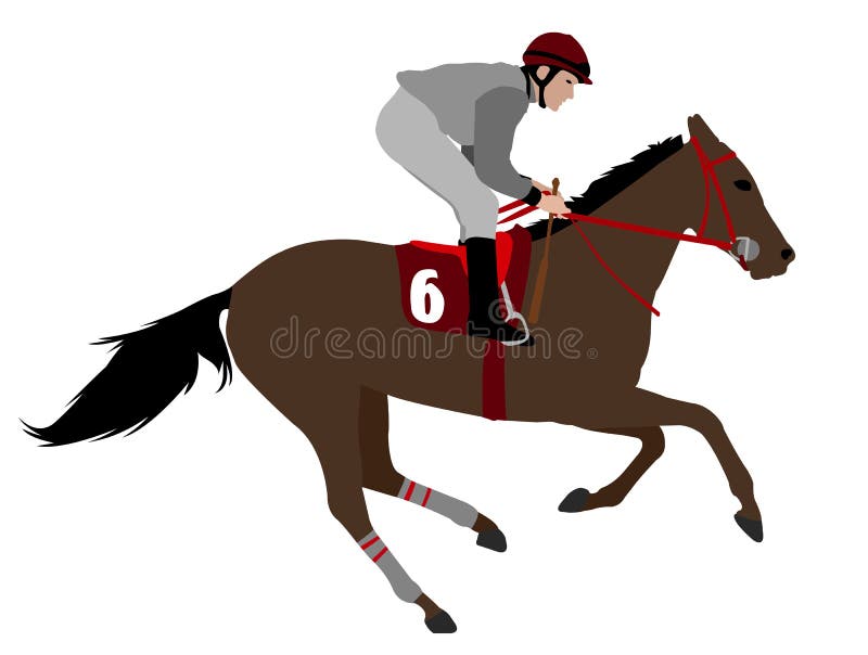Jockey Riding Race Horse Drawing Stock Vector - Illustration of race ...
