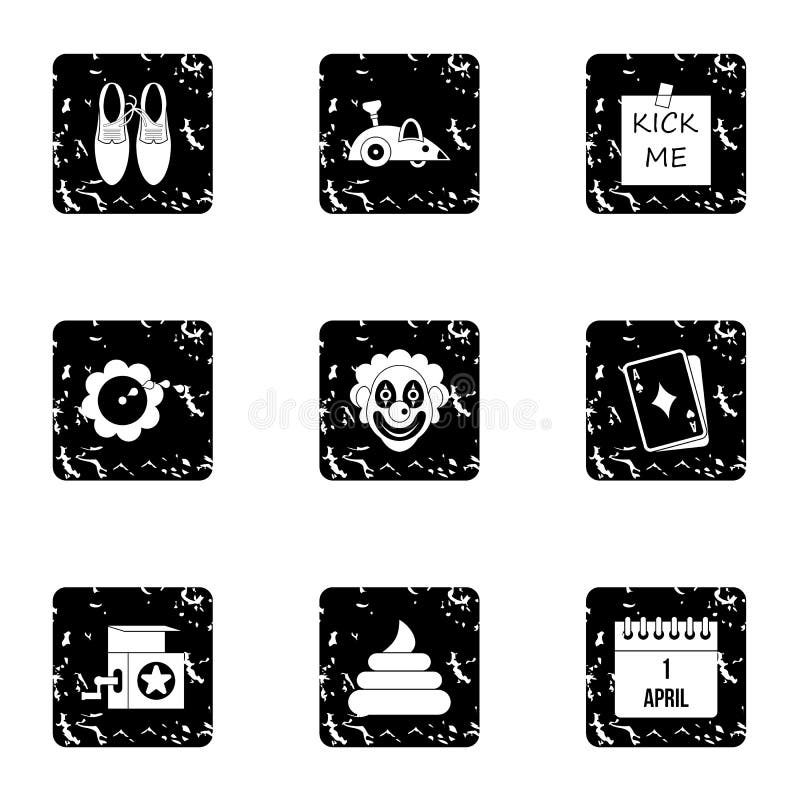 Jocularity Icons Set, Grunge Style Stock Vector - Illustration of ...