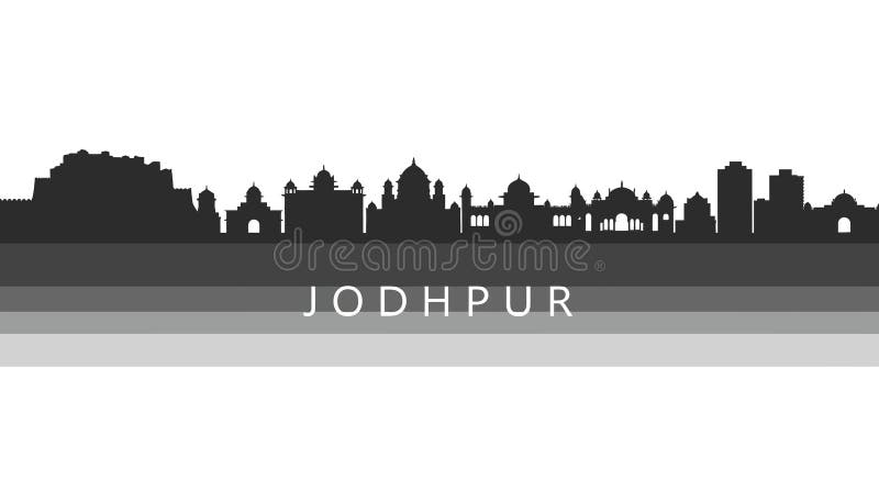Jodhpur Skyline India Cityscape Silhouette Stock Vector - Illustration ...