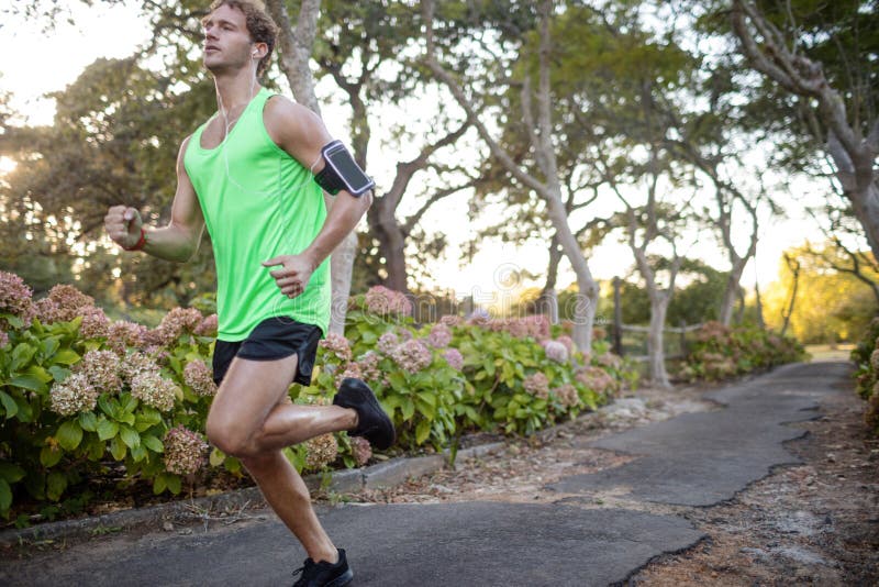 Jogger Jogging on Pathway in Park Stock Photo - Image of park ...