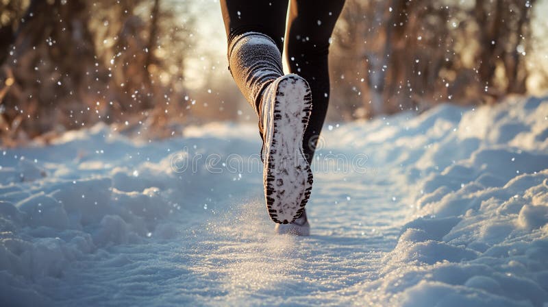 A Jogger Running on a Snowy Path in Winter. Generative AI Stock ...
