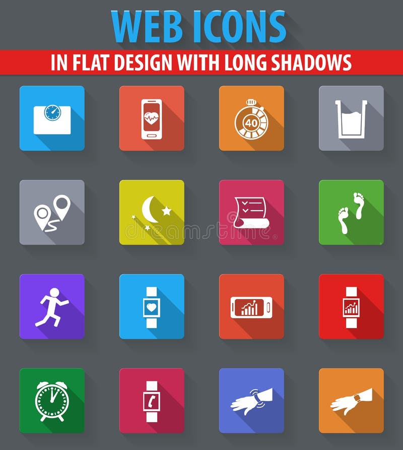 Jogging apps icons set stock vector. Illustration of wrist - 89080083