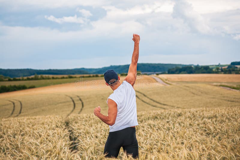 Jogging through the fields stock image. Image of lifestyles - 186714095