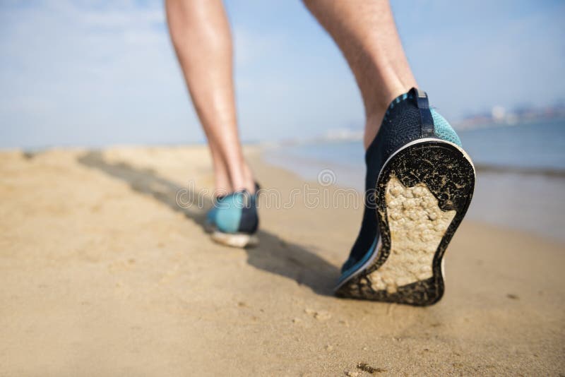Jogging by man stock photo. Image of beach, human, lower - 92113050