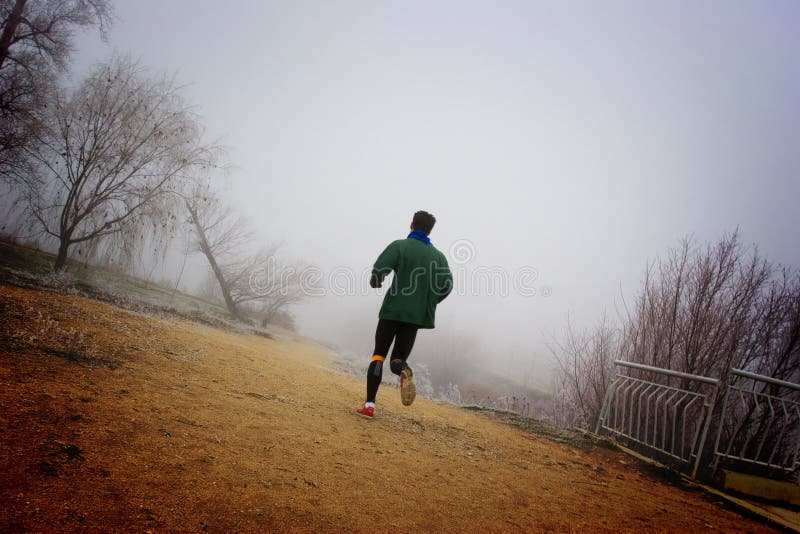 Jogging in the mist stock image. Image of abstract, lifestyle - 3933653