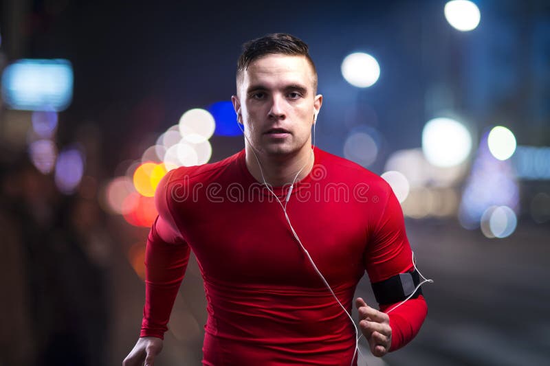 Jogging at night stock photo. Image of power, person - 50906428