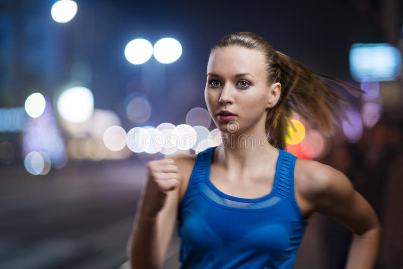 Young Person Running in City Road Stock Photo - Image of healthy ...