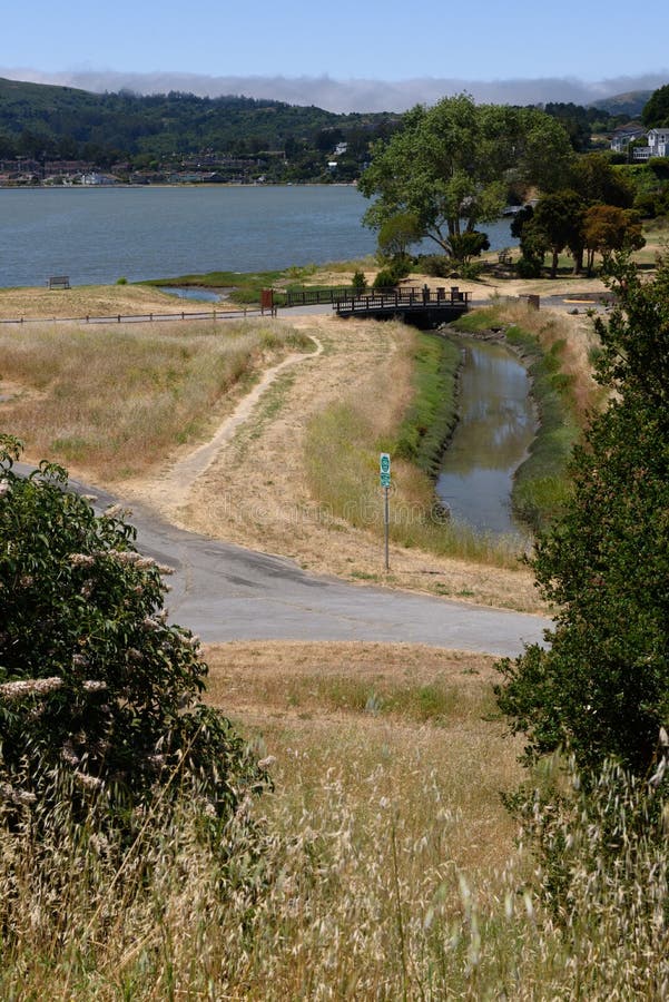 Jogging Path by River Ocean and Field Stock Image - Image of rural ...