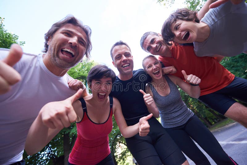 Jogging People Group Have Fun Stock Image - Image of adult, circle ...