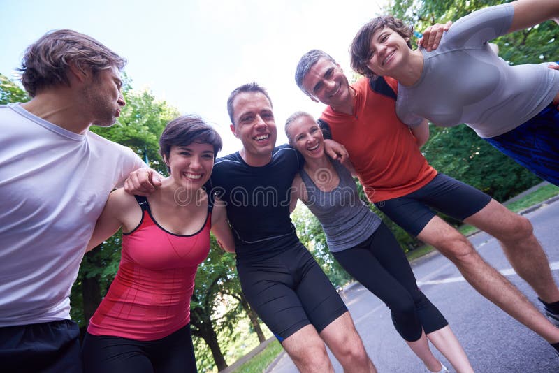 Jogging People Group Have Fun Stock Image - Image of outdoor, adult ...