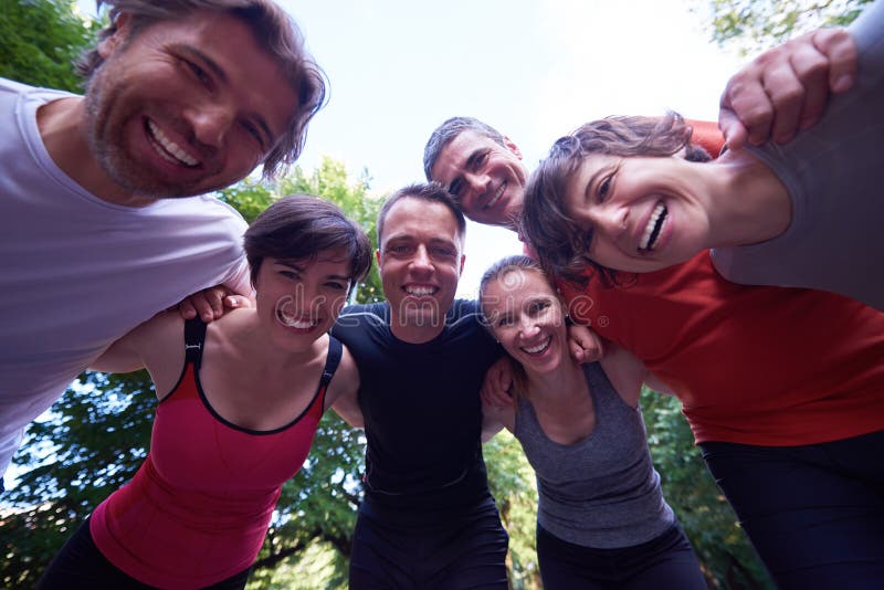 Jogging People Group Have Fun Stock Photo - Image of health, sport ...