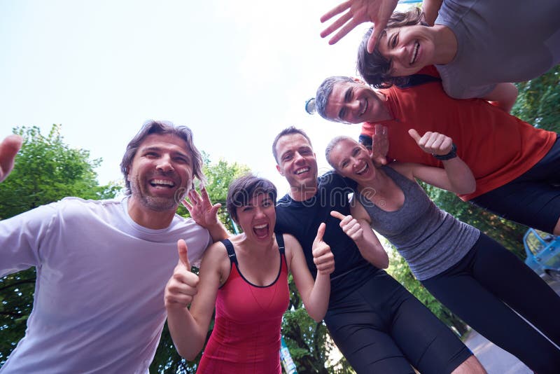 Jogging People Group Have Fun Stock Image - Image of fresh, athlete ...