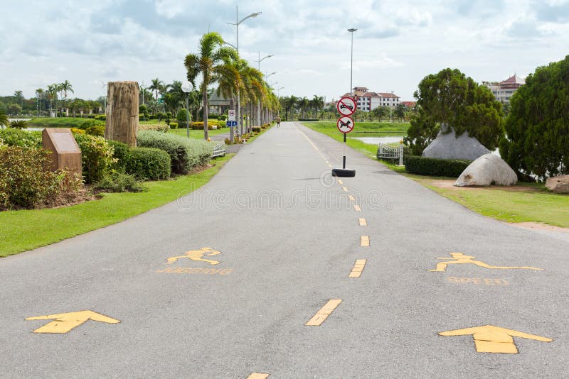 Jogging and Running Sign in Public Park Area. Stock Image - Image of ...