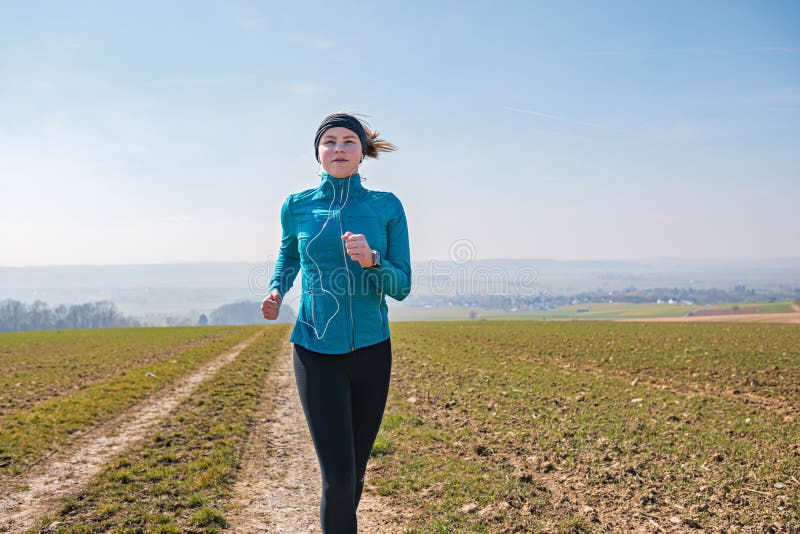 Jogging on Rural Trail at Spring Time Stock Image - Image of lifestyles ...