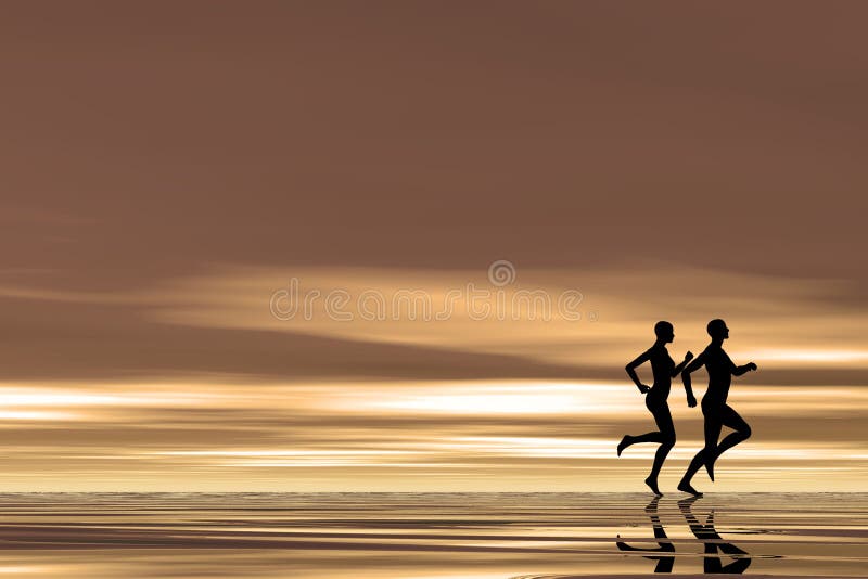 Jogging at sunrise stock illustration. Illustration of jogging - 17180749