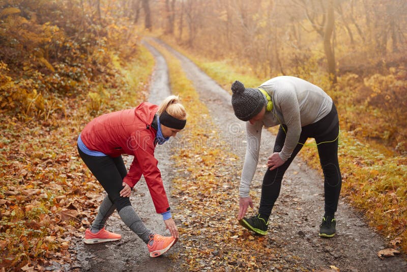 Jogging Time during the Autumn Stock Image - Image of forest, clothing ...