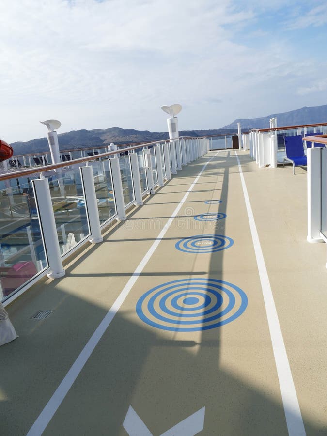 Jogging Track on Open Deck of Cruise Ship Stock Image - Image of deck ...