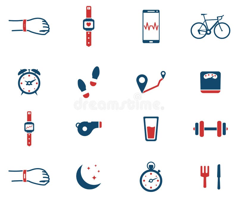 Jogging and Workout Simply Icons Stock Vector - Illustration of meals ...