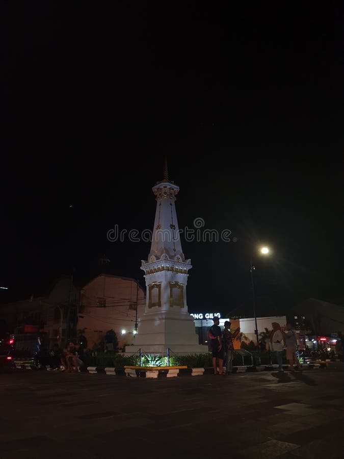 Jogja monument at night. editorial photo. Image of vehicle - 203252061