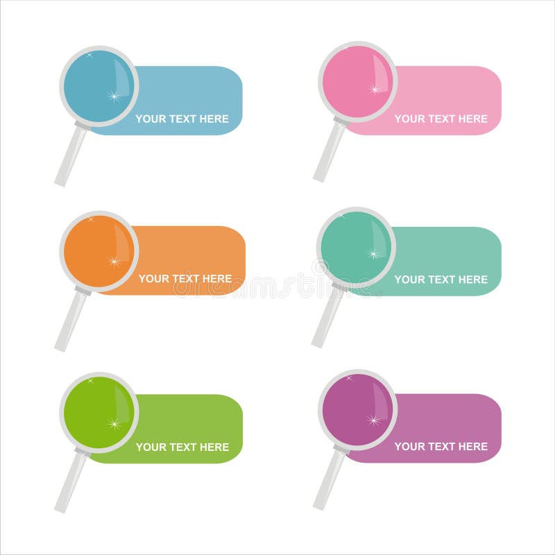 Jogo de 6 frames das lupa ilustração do vetor. Ilustração de jogo ...