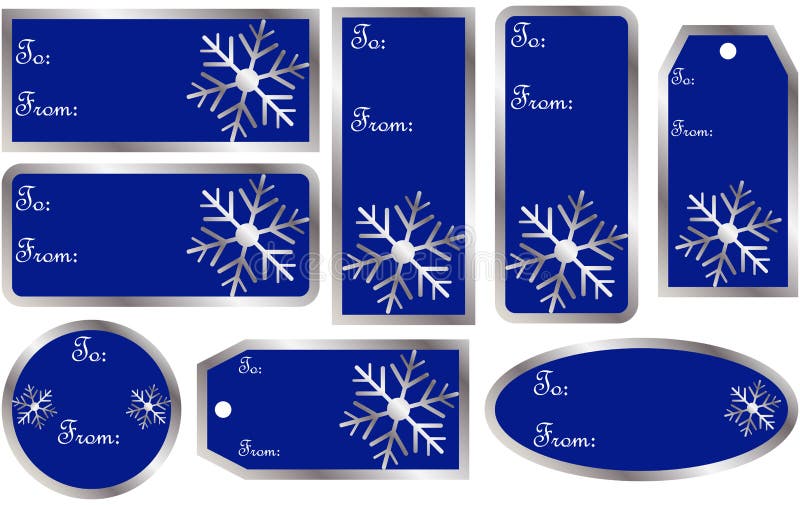 Jogo De Tag Do Presente Do Natal No Azul Ilustração do Vetor ...