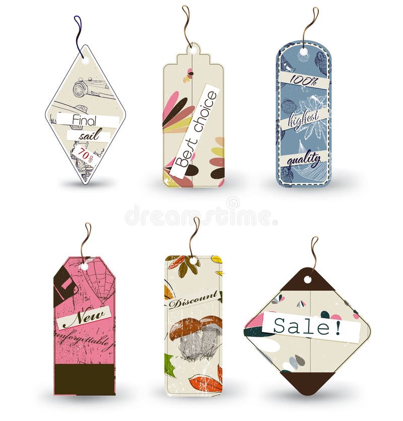 Jogo Do Vetor De 6 Formas Diferentes Dos Tag Ilustração do Vetor ...