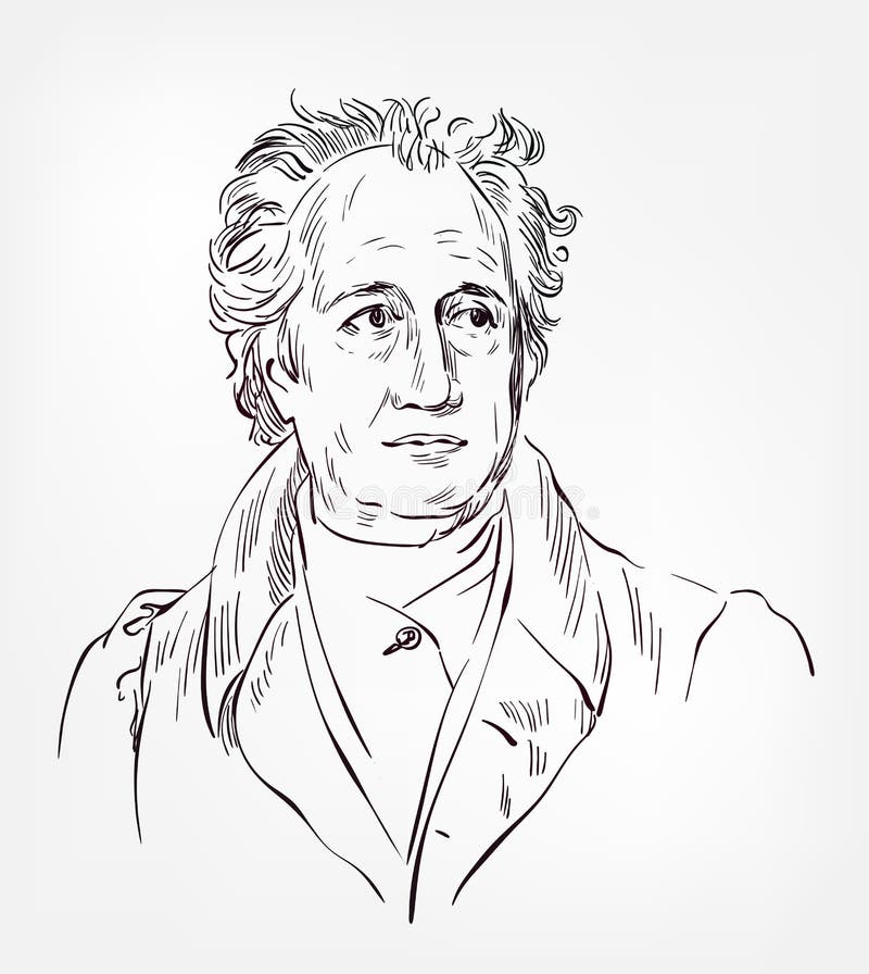 Johann Wolfgang Goethe Vector Portrait Isolated Sketch Editorial Stock ...