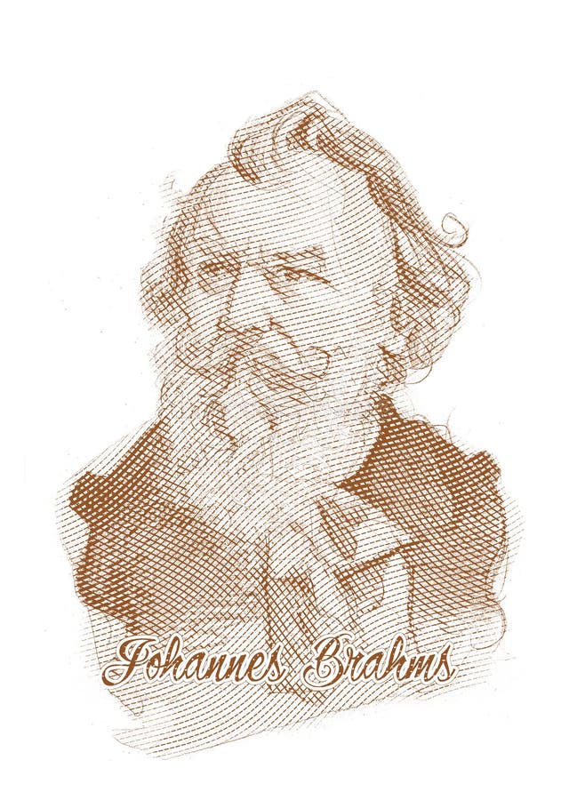 Johannes Brahms Engraving Style Sketch Portrait Editorial Stock Photo ...