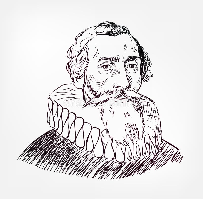 Johannes Kepler Vector Portrait Isolated Sketch Editorial Stock Image ...