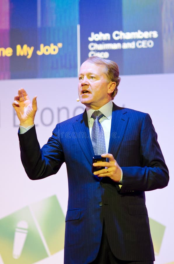 John Chambers at MWC 2012 editorial stock image. Image of mobile - 23602039