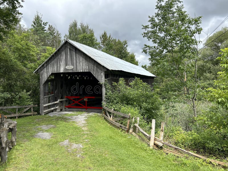 John Cook Covered Bridge View in Quebec, Canada Stock Image - Image of ...