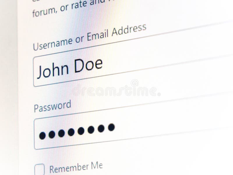 John Doe Fake Username Login and Password Private Account Credentials ...