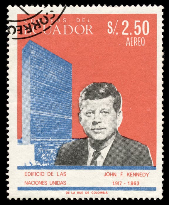 John F. Kennedy on a stamp editorial photography. Image of america ...