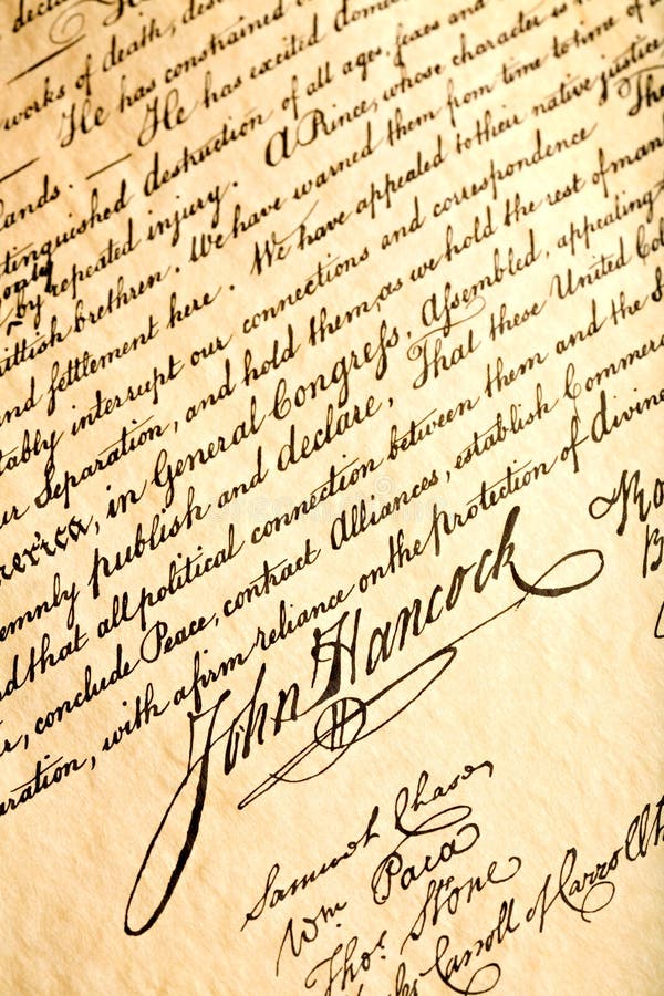 John Hancock on Declaration Stock Image - Image of sign, hancock: 3389193
