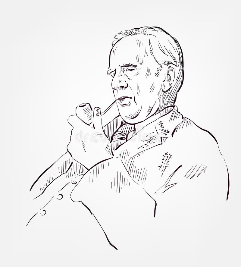 John Ronald Reuel Tolkien Vector Sketch Portrait Illustration Editorial ...