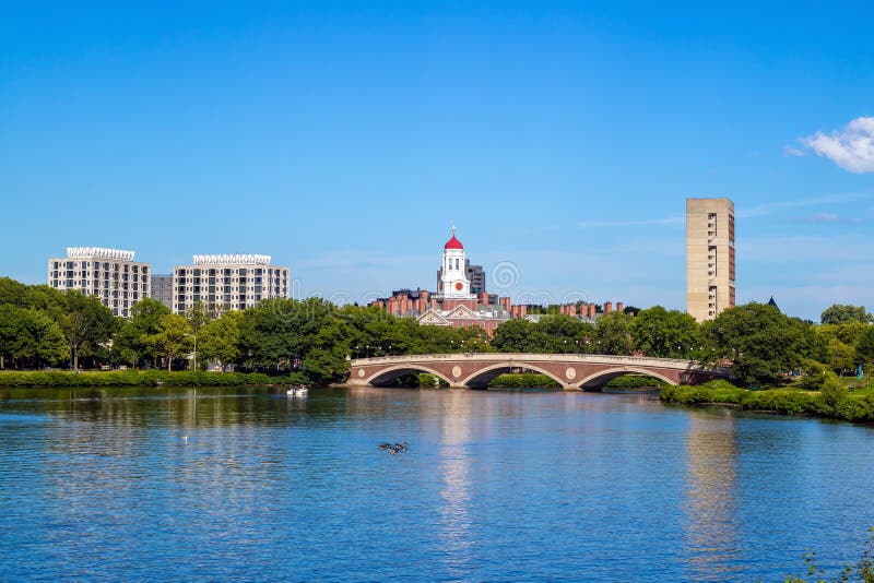 John W. Weeks Bridge with Clock Tower Over Charles River Stock Image ...